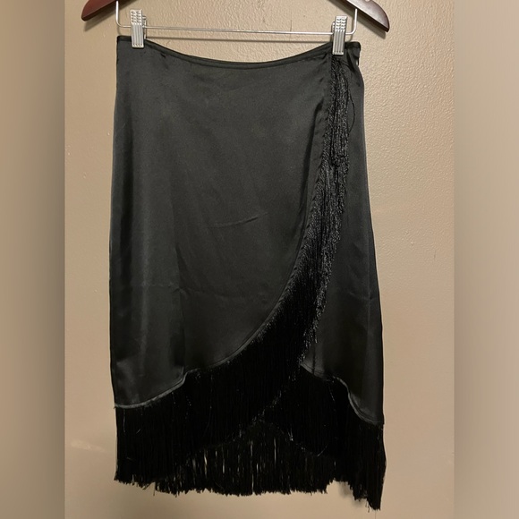 Bailey 44 | Skirts | Nwot Bailey 44 Womens Satin Fringe Skirt Black S ...